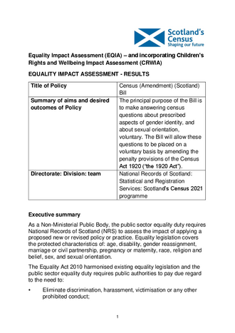 Census (Amendment) (Scotland) Bill: EQIA and incorporating CRWIA - gov.scot